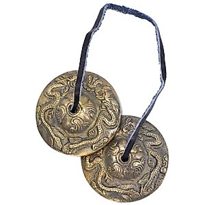 Meditation Bell - Tingsha Cymbals with Straps - Meditation Chime Tibetan Bell for Healing Yoga Meditation in a Box by Mudra Crafts, Dragon 2.75 Inches
