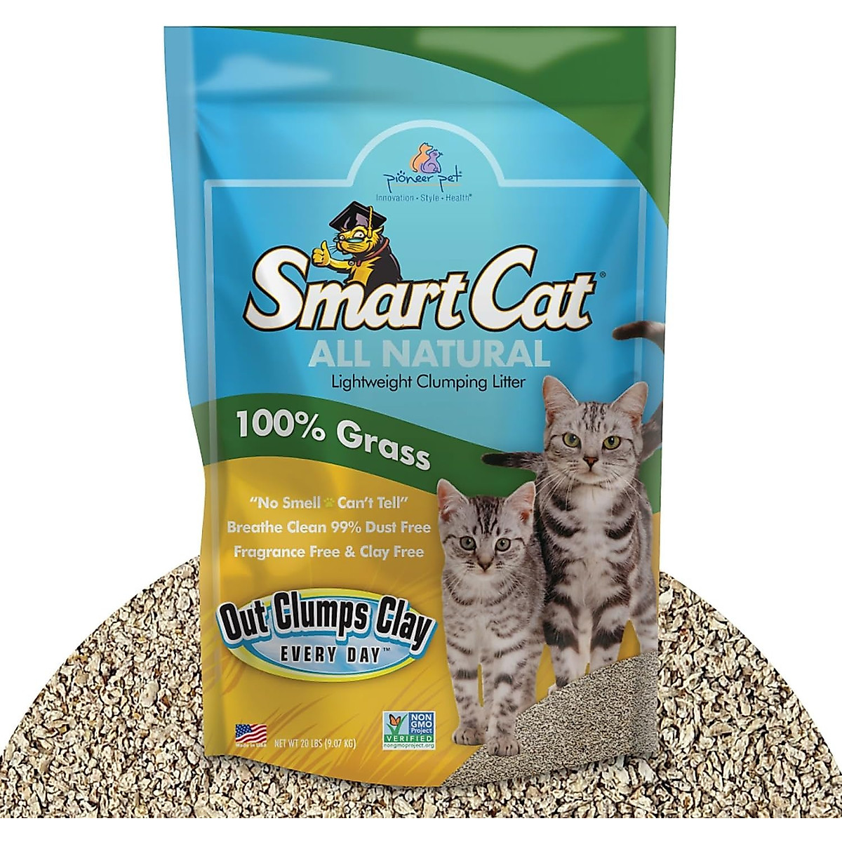 SmartCat All Natural Clumping Cat Litter - Chemical and Dust Free - Alternative to Clay and Pellet Litter - Unscented and Lightweight - 5 Pounds