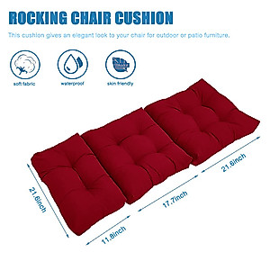 SEAHOME Waterproof Tufted Patio Cushion, Outdoor High Back Chair Pads Rocking Chair Pads, with 4 String Ties, Patio Seat Cushion for Swing Bench Wicker Furniture, Indoor Floor Cushion (Burgundy)