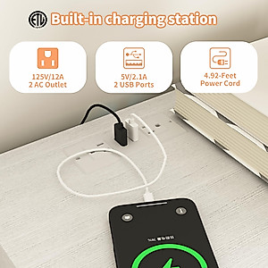 Vibe & Dine 9 Drawer Dresser with LED Lights and Charging Station, Modern Chest of Drawers Closet Organizer, Wood Wide Storage Dresser for Bedroom, Living Room