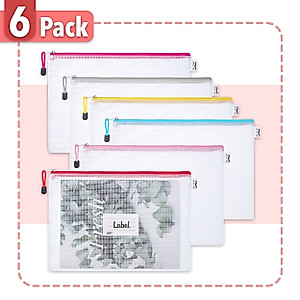 Mr. Pen- Mesh Zipper Pouch, A4, 6 Pack, Zipper Pouch with Label Pocket, Plastic Mesh Zipper Pouch, Large Mesh Zipper Pouch, Mesh Zipper Pouch Large, Zipper Pouch Bags, Board Game Storage