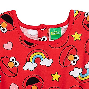 Sesame Street Elmo Baby Girls French Terry Ruffle Romper Red 24 Months