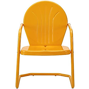 Crosley Furniture Griffith Outdoor Chair, Retro Metal Patio Chairs for Dining, Porch, Deck, Balcony, Tangerine