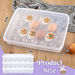 Maxcheck 6 Pack 144 Count Deviled Egg Containers with Lid and 3 Set Deviled Egg Injector Piping Tool Clear Plastic Organizer for Refrigerator Stackable Dispenser Carrier Tray for Easter Thanksgiving