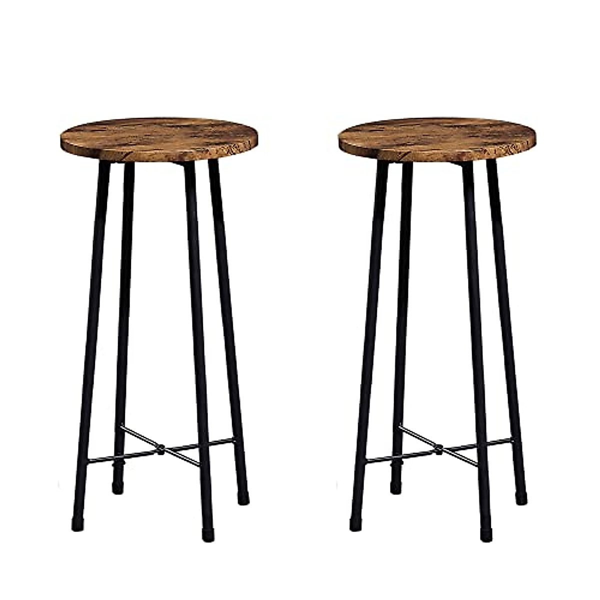 VECELO 24" Round BarStools, Modern Bar Stools Counter Height, Bistro Seats with Wood Surface, Simple Chairs for Living Room Dining Room, Breakfast Dinner Nap Conference, Brown