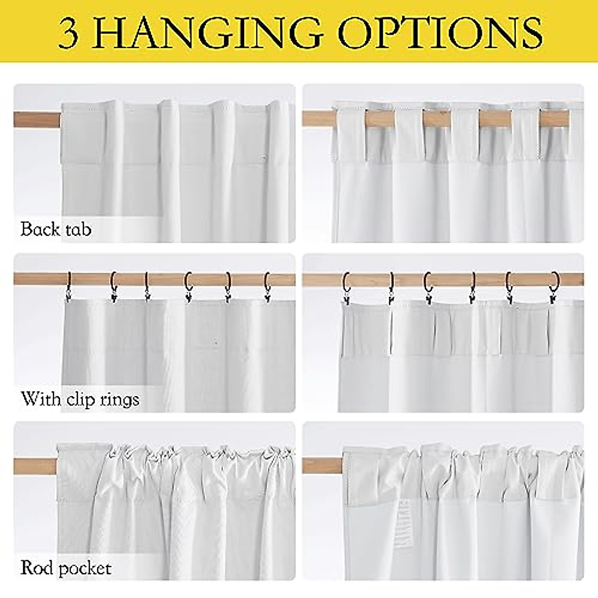 NICETOWN Back Tab 100% Blackout Linen Curtains with Thermal Insulated White Liner, White, 52 inches Wide, 84 inches Length Energy Saving Curtains for Living Room 2 Panels Set, Vertical Blinds