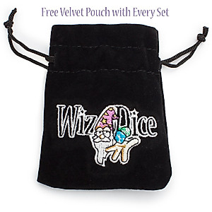 Wiz Dice 7 Die Polyhedral Dice Set - Royal Bubblegum (Pink Glitter) with Velvet Pouch