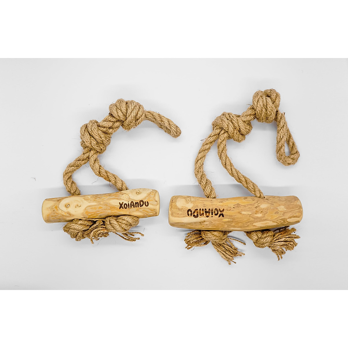 XoiAnDu Coffee Wood Dog CHEW Hemp Rope, Safe, Natural and Healthy Toys, Real Coffee Wood and Hemp, Durable Stick with Rope Toy, Long Lasting for Aggressive CHEWERS, Dog Bones, Rope for Teeth Cleaning