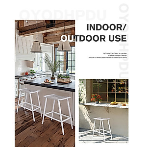 OYODHPDU Bar Stools Set of 2- Wicker Counter Bar Height Stools- 26" Backless Outdoor Bar Stools- Bar Stools for Kitchen Island, Modern Bar stools with Metal Legs- White,2 pcs