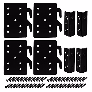 4 Pack Heavy Duty Bed Rail Hooks, Bed Rail Brackets for Wooden Bed Replacement, Universal Bed Frame Hardware with Screws Included