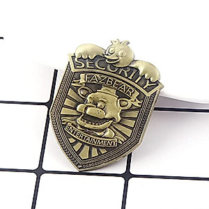 FNAF Fazbear Security Guard Badge - Freddy's Costume Cosplay Brooch Pin For Men Women (XZFANF)