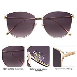 SOJOS Mirrored Flat Lens Fashion Sunglasses for Women SJ1085 with Gold Frame/Gradient Grey Lens
