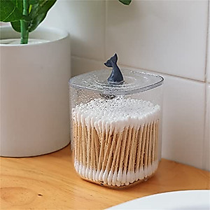 Qtip Holder Cotton Ball Holder,Bathroom Qtip Holder Canisters Swab Holder Organizer Q-tip Dispenser with Lid Transparent Cotton Swabs Storage Canister(A)
