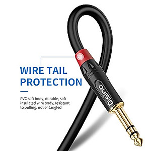 Disino 1/4 inch TRS Stereo Y-Splitter Insert Cable, 1/4 Inch Male Jack to Dual 1/4inch(6.35mm) Male TS Mono Breakout Cable Audio Patch Cord - 3.3 Feet/1 Meter