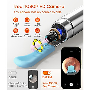 BEBIRD Ear Wax Removal Tool - R1 Upgraded Ear Cleaner with 1080P Camera, Smart Visual Earwax Remove Kits with 7 Pcs Ear Set for Daily Ear Pick, 6 LED Lights, 5 Types of Ear Scoop Ear Tips Replacement