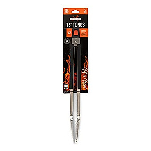 Dropkick Your Old Tongs, GRILLHOGS 16-Inch Barbecue Tongs Are the Only Equipment That Can Handle Your Massive Meat, Stainless Steel + Soft Grip BBQ Tongs, Premium Grill Tongs