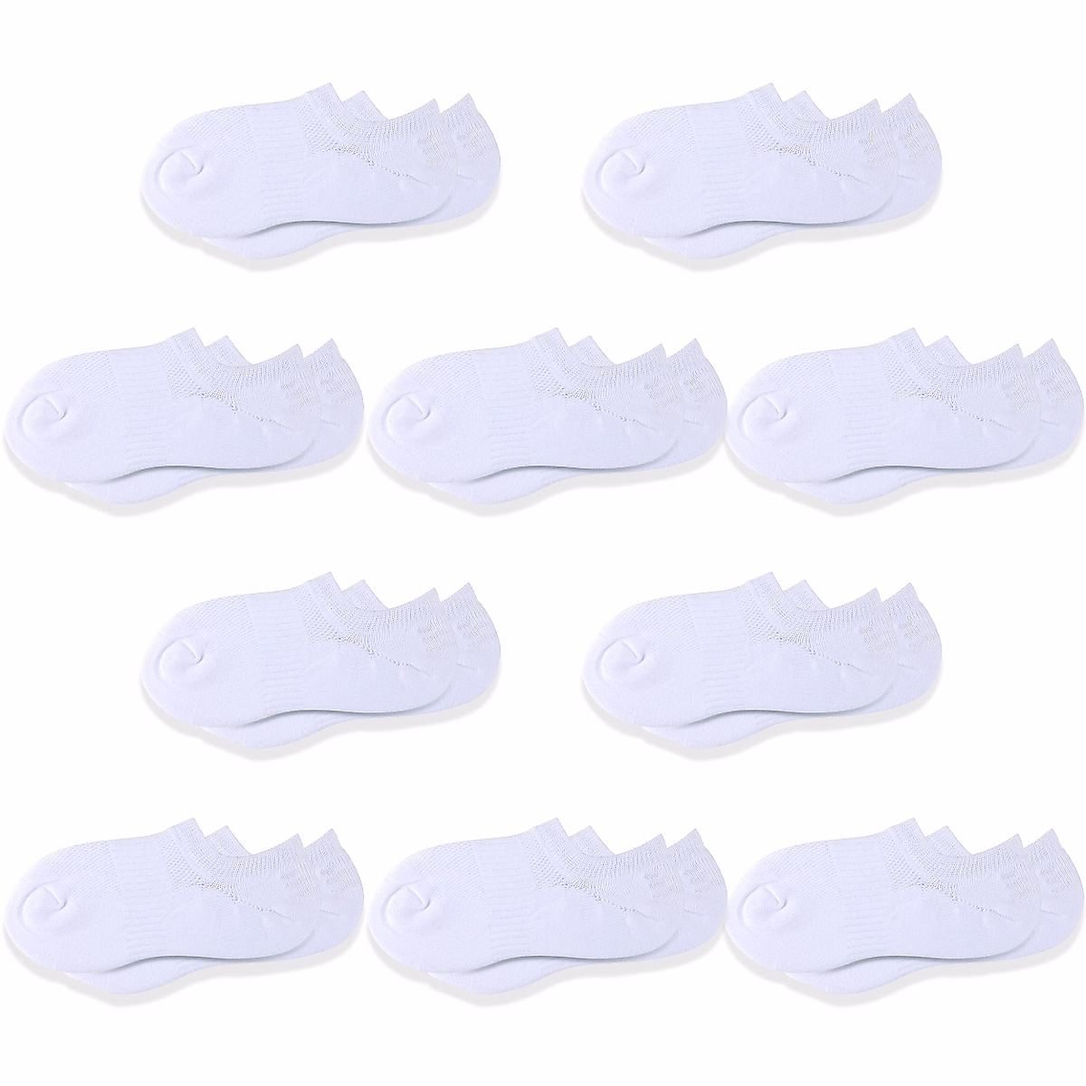 Cozi Foot 10 Pairs Boys Girls No Show Socks Cotton Non Slip Low Cut Socks (Medium, C01-White)