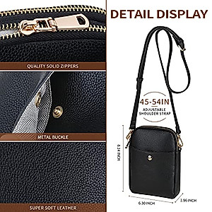 Crossbody Bag for Women Multi Pocket Shoulder Bag Leather Mobile Phone Bag Small Cross Body Purse with Adjustable Shoulder Strap Mobile Bag for Women