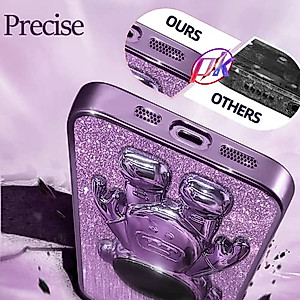 Buleens for iPhone 14 Pro Max Case Astronaut, Clear Cases for iPhone 14 Pro Max with Glitter Paper & Spaceman Stand, Women Girls Cute Electroplated Sparkly Space Phone Cover for 14 ProMax Purple