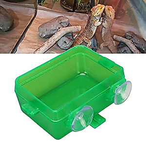 Zerodis Suction Cup Reptile Feeder, Green Wall Reptile Feeder Gecko Lizard Escape Proof Food Water Bowl (S)