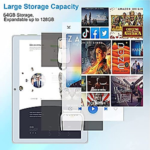 HOTIPS Android 10 Tablet 10.1 inch 4GB RAM 64GB Storage Octa-core Processor 5000mAh Battery,1280x800 IPS HD Touchscreen Tablets, 2MP+5MP Camera, Support 4G Phone Call, 2.4G Wi-Fi, Bluetooth 4.2