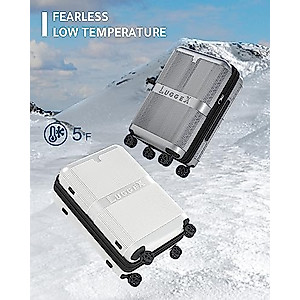 LUGGEX PC Silver Carry On Luggage 22x14x9 Airline Approved with Spinner Wheels - Hard Shell Expandable Suitcase