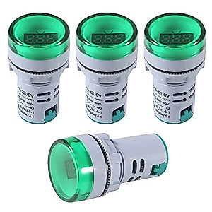 DWEII 4PCS Digital DC Voltmeter LED Display Voltage Voltmeter AC 20-500V Voltage Meter Monitor 110v 220v Volt Detetor Indicator Round Lamp Tester (2 Red and 2 Green)