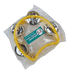 Special Ergonomic Shape Tambourine Yellow, Plastic 4"