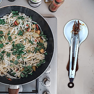 MAVOJI Spoon Rest for Stove Top – Large Farmhouse Spoon Holder for Kitchen Counter, Ceramic Utensil Holder for Big Cooking Spoon, Slotted Spoon, Spatula, Ladle, Serving Spoon, Tongs