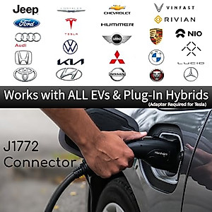 Hardwiire Level 2 & Level 1 Portable EV Charger | ETL Certified | 8-32 Amp Adjustable 110-240V | SAE J1772 Home/Portable Electric Vehicle Charger | NEMA 6-50P/5-15 to 6-50 Adapter | EV Car Charger