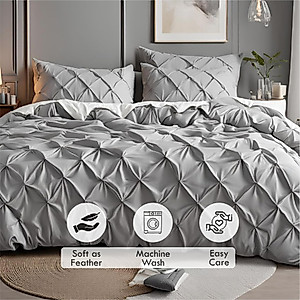 Epinch_Pinch Pleated Duvet Cover Set 1200TC 100% Cotton Luxurious Home 3Piece 1Pinch Duvet Cover 2Pinch Pillowcase Zipper Tie Closure Pack of 1