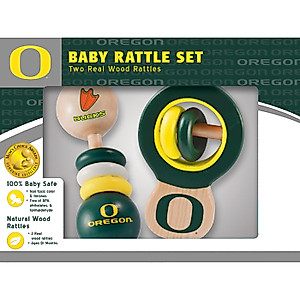 BabyFanatic Wood Rattle 2 Pack - NCAA Oregon Ducks - Officially Licensed Baby Toy Set