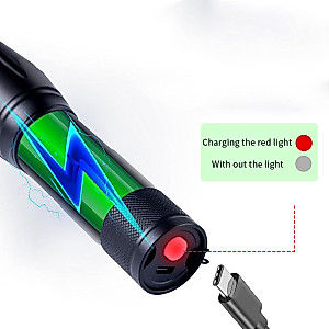 YZYOE Rechargeable red Light Flashlight，Tactical Flashlights， 2 in 1 White Lights and LED Red Hunting Light，2 Modes, Coon Hunting Lights， Detector,Night Observation, Astronomy, Aviation.