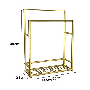 -Shelf Towel Holder Standing for Bathroom,Metal Towel Stand with Shelf,Outdoor Pool Towel Drying Rack,Heavy Duty Bath Accessories Bathroom Balcony Shelves/Gold/70 * 23 * 100Cm