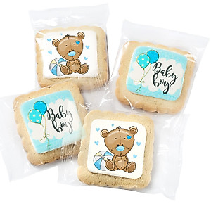 Baby Shower Cookies Baby Boy 24 PACK Dessert Table Party Favors Decorated Individually Wrapped Sugar Cookies Gift