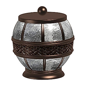 nu steel Resin Crackled Ice Bathroom Vanity Countertop Storage Organizer Canister Jar for Cotton Swabs, Rounds, Balls, Makeup Sponges, Bath Salts - Oil Rubbed Bronze