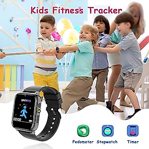 Goodatech 1.69'' Kids Smart Watch for Kids Boys Girls, Camera,26 Puzzle Games,Video Music Player,Pedometer,Alarm Clock, Learning Education Toys Gifts for 4-12 Years Children (Black)