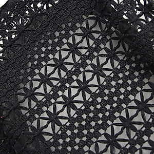 Women Lace Lightweight Beret Floral Hollow Out Hat Breathable French Beret Beanie Hat Cap for Spring Summer, Black