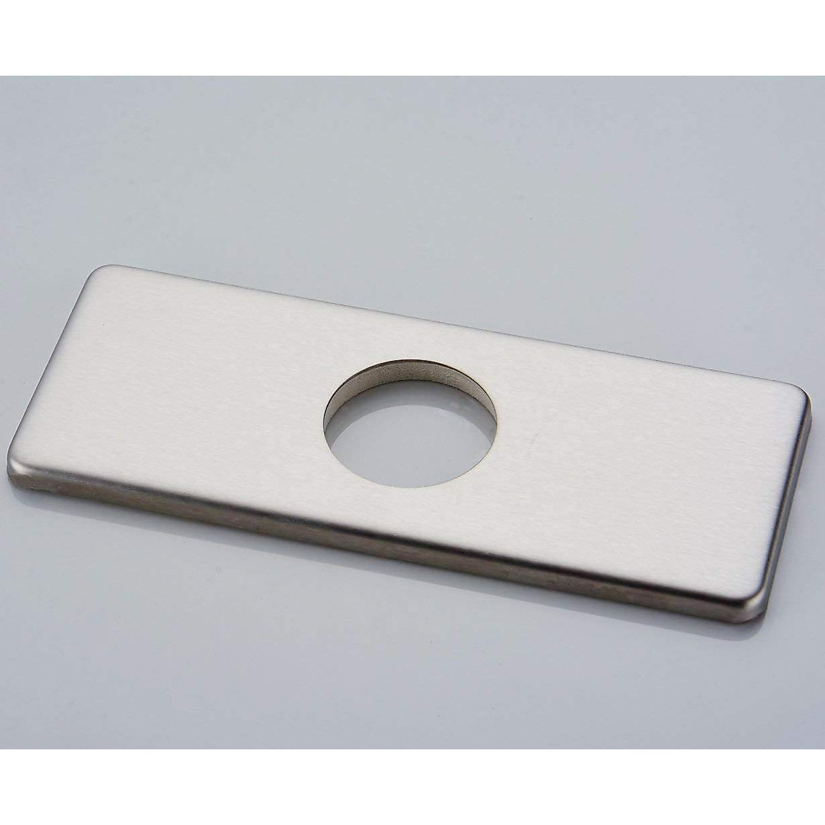 Homevacious 6 inch Bathroom and Kitchen Vanity Sink Faucet 4 inch Hole Cover Deck Plate Square Escutcheon Brushed Nickel Satin Stainless Steel