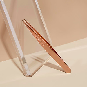 Tweezerman Stainless Steel Point Tweezer - Eyebrow Precision Tweezers, Facial and Ingrown Hair Removal (Rose Gold)