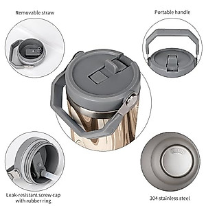 WITHSBKK 30oz Car Cup Taupe And White Printed with Portable, Stainless Steel Travel Mug, Vacuum Insulated Tumbler And Straw, Leakproof for Car & Outdoor, UV Printed Design