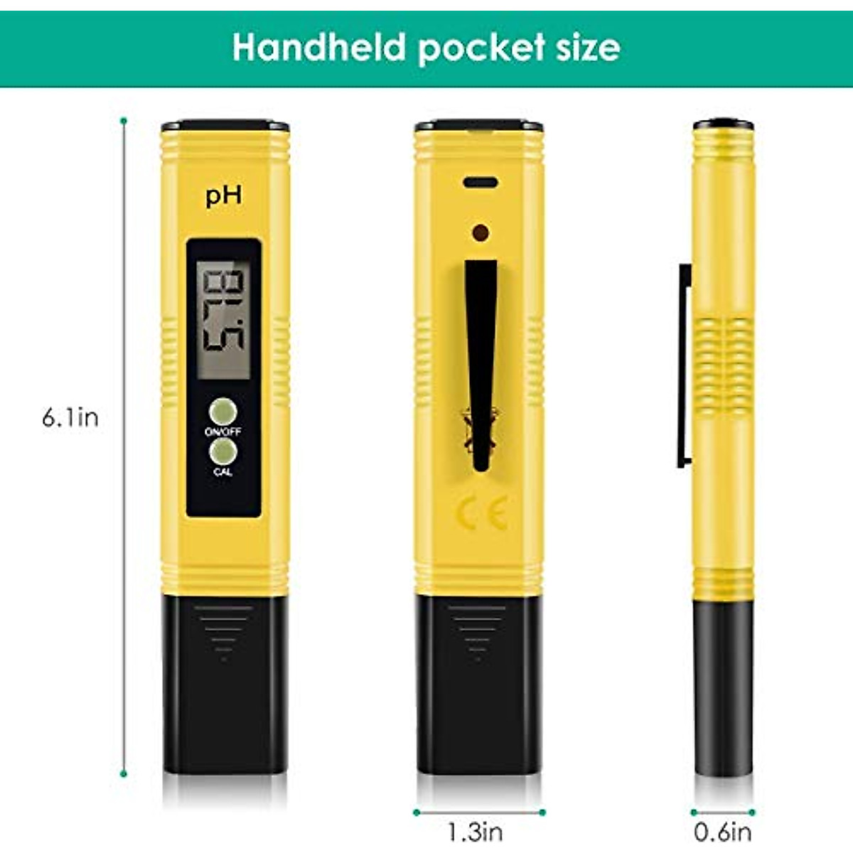 Digital PH Meter, WECHIC 0.01 PH High Accuracy Water Quality Tester with 0-14 PH Measurement Range for Household Drinking, Pool and Aquarium Water PH Tester Design with ATC (Yellow)