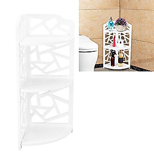 Liyeehao 3 Tier Corner Shelf, PVC Foam Board Small Corner Shelves Large Storage Area Plant Standing Rack, Storage Rack for Small Spaces Bathroom Bedroom Kitchen Garage