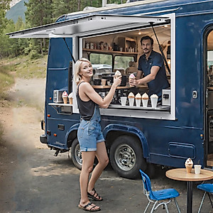 VEVOR Concession Window for Food Trucks 36 x 36 Inch, Concession Stand Serving Window Door with Double-Point Fork Lock, Concession Awning Door Up to 85 Degrees, Glass Not Included