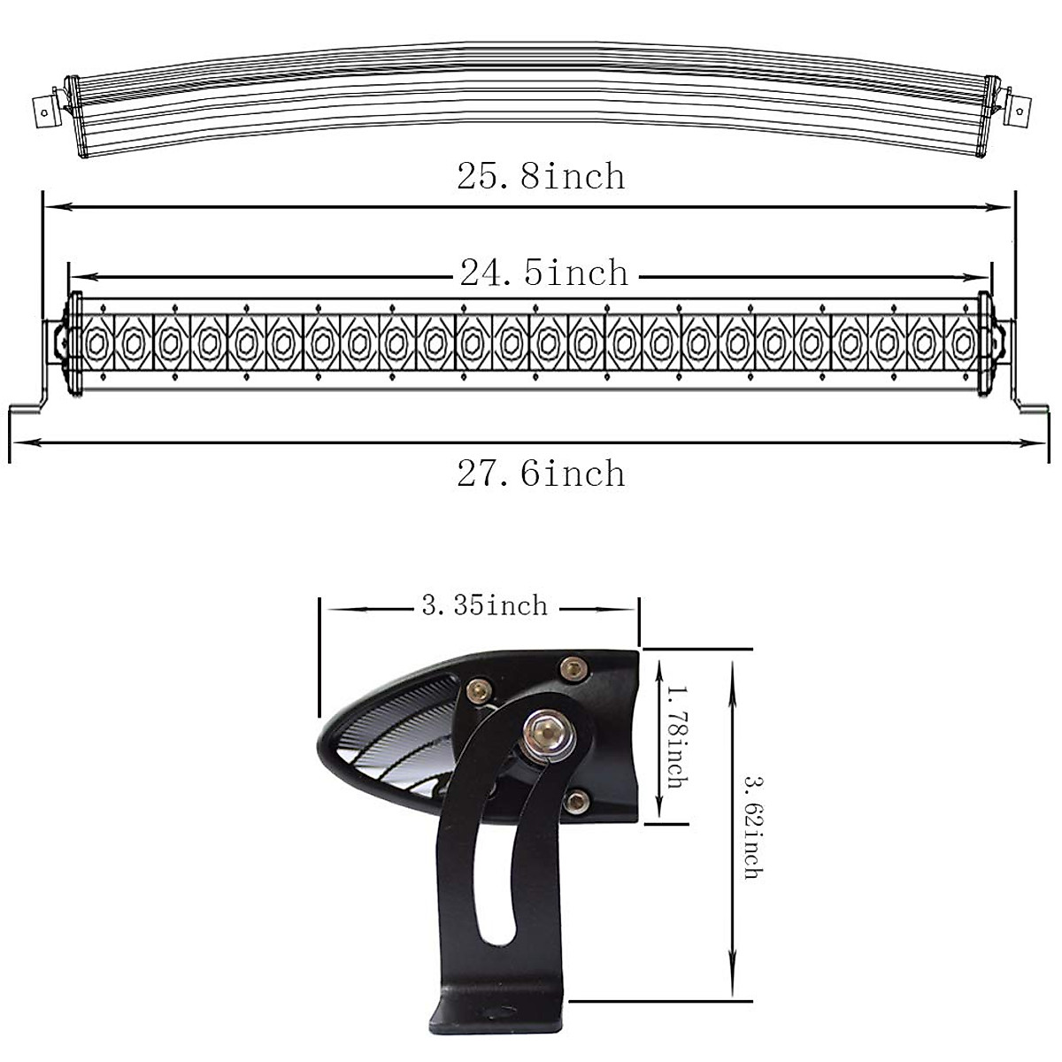 26inch LED Light Bar,120W Curved Single Row, Spot Flood Combo, IP68 Waterproof LED Driving Fog Lamp, 12V 4WD Off Road Lighting, LED Work Lights for UTE ATV UTV SUV Boat Trucks (120W)