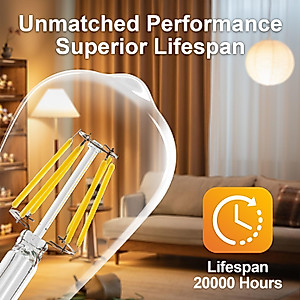 PUIPUM Edison Bulbs 60 Watt Led, Led Edison Bulb, Vintage e26 Edison Bulb, ST58 led Light Bulb,Daylight White 4000k,80CRI,700 Lumen, Edison Bulbs for Home, 6 Pack, Clear,Non-Dimmable