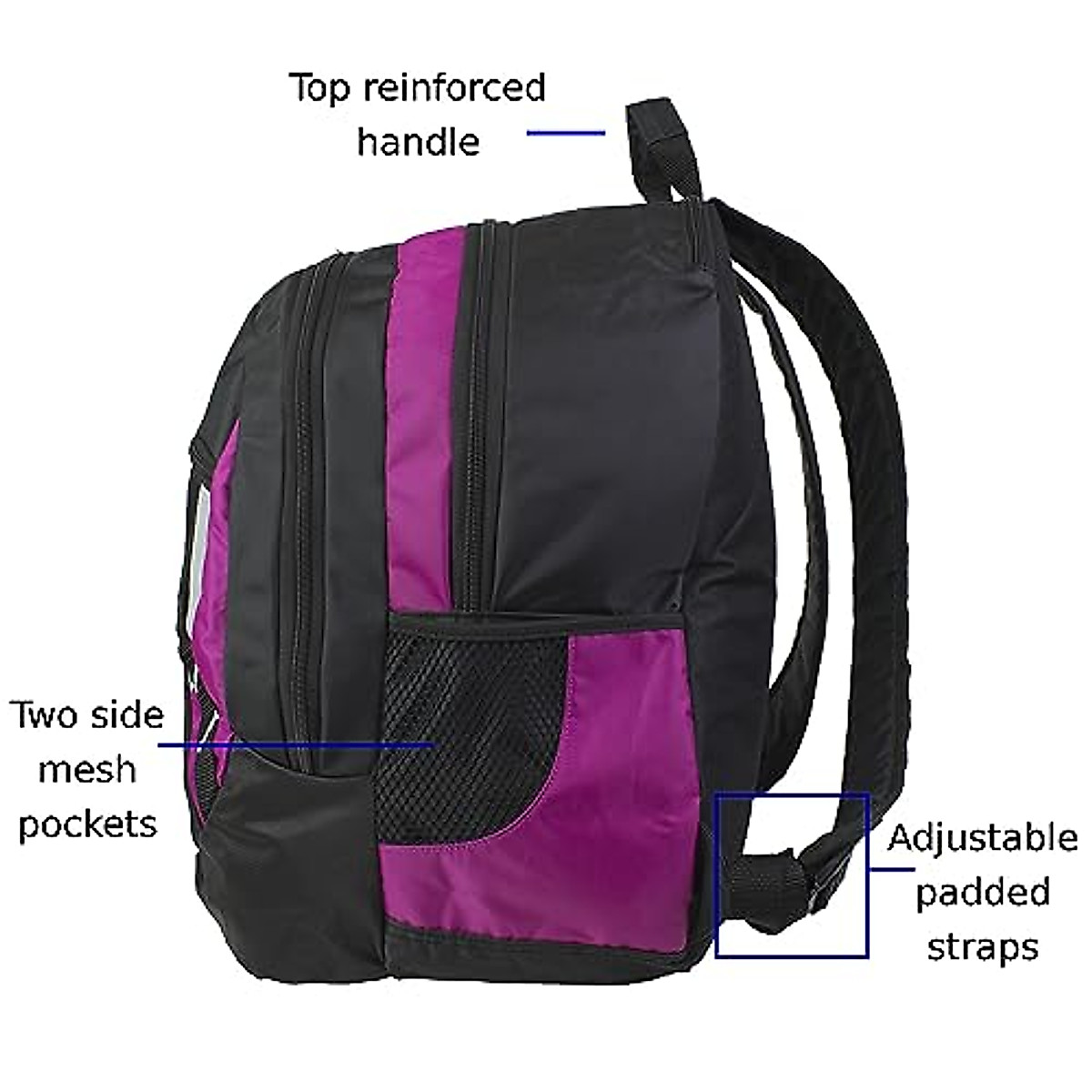 Eastsport Oversize Multifunctional Sports Backpack for Work, Travel, Outdoors - Black/Magento Pink