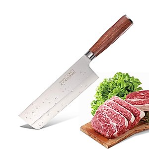 MannyGa Nakiri Knife 7 Inch Japanese Chef's Knife with Ergonomic Handle,Meat Cleaver and Asian Chef Knife for Kitchen and Restaurant.