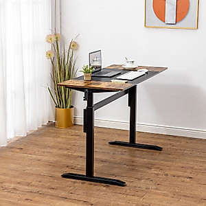 UNICOO - Crank Adjustable Height Standing Desk, Game Table, Home Office Table, Computer Table 55 * 23.6 in Tabletop (XJH-C-55 Rustic Brown+Black)