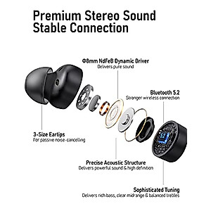 Audiovance IF301 Earbuds, Wireless Headphones Bluetooth Ear Buds for iPhone Android, Premium Sound, Immersive Music, Clear Calls, Noise Reduction, Wireless Charging, Waterproof, 23H Battery.